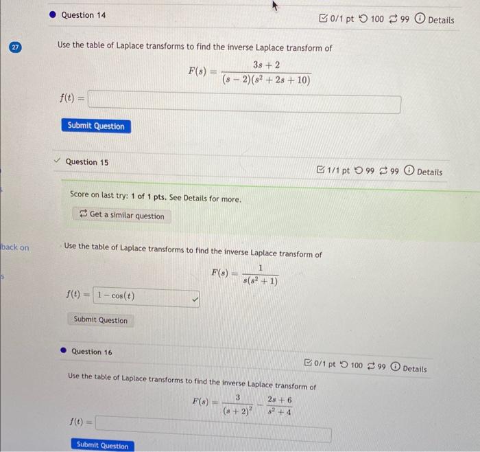 Solved Use the table of Laplace transforms to find the | Chegg.com