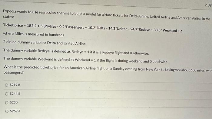 Solved Expedia wants to use regression analysis to build a | Chegg.com