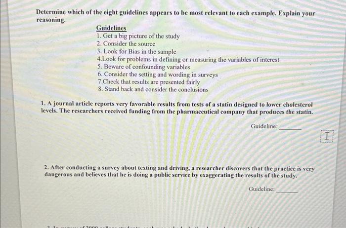 Solved Determine which of the eight guidelines appears to be | Chegg.com