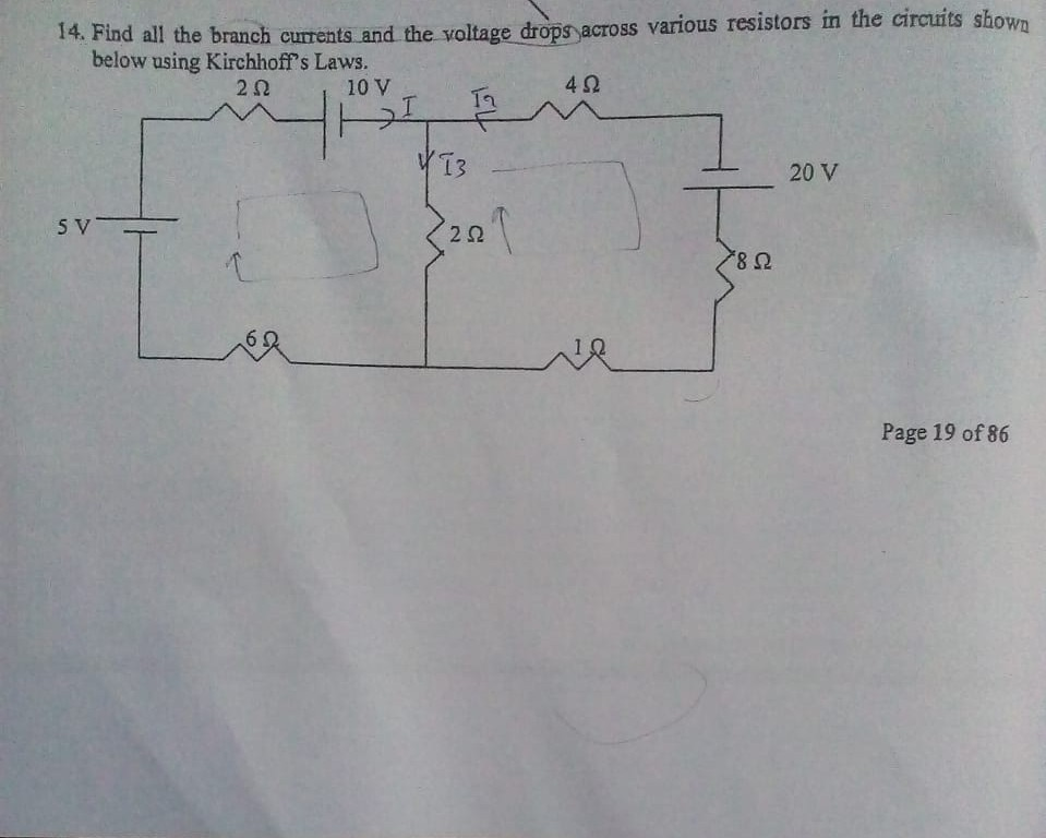 Solved 14. Find all the branch currents and the voltage | Chegg.com