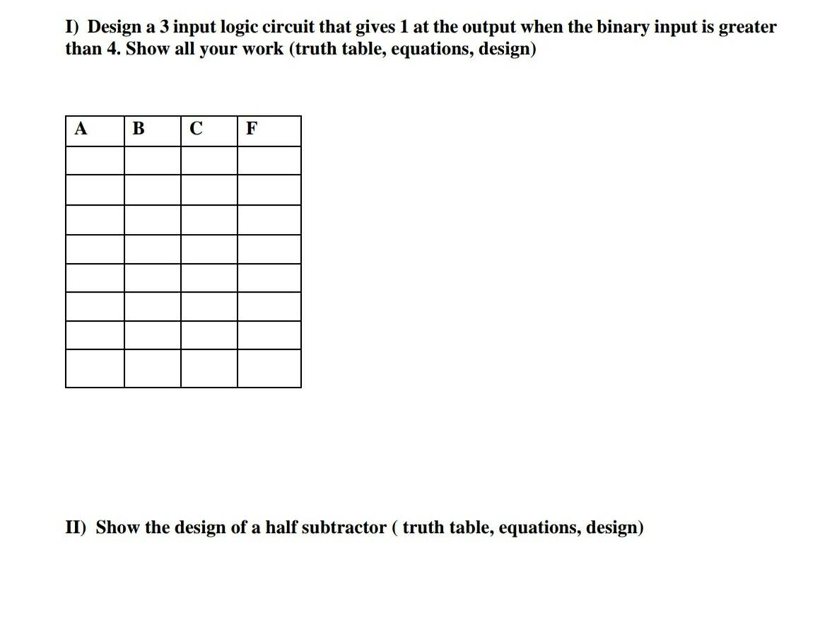 Solved I Design A 3 Input Logic Circuit That Gives 1 At The