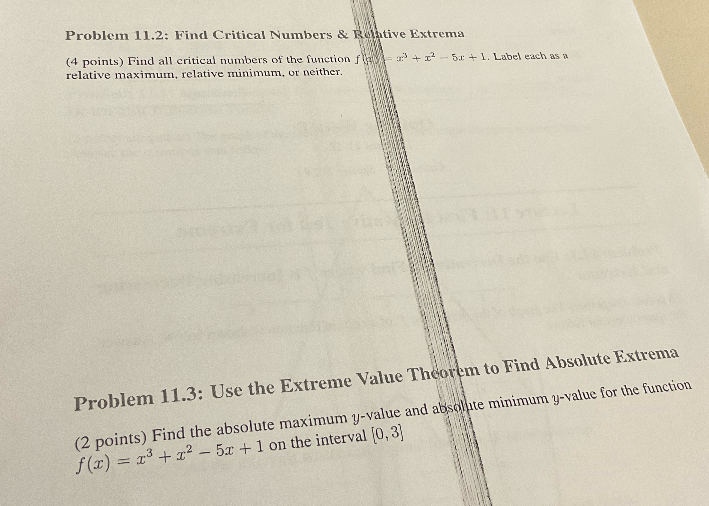Solved Problem 11.2: Find Critical Numbers & Re hitive | Chegg.com