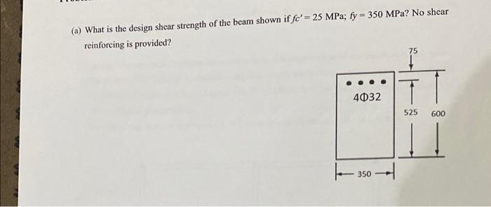 Solved (a) What is the design shear strength of the beam | Chegg.com