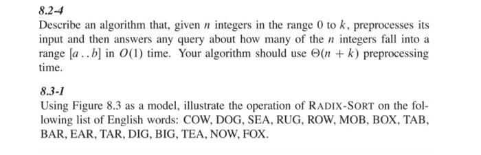 Solved 8.2-4 Describe an algorithm that, given n integers in | Chegg.com