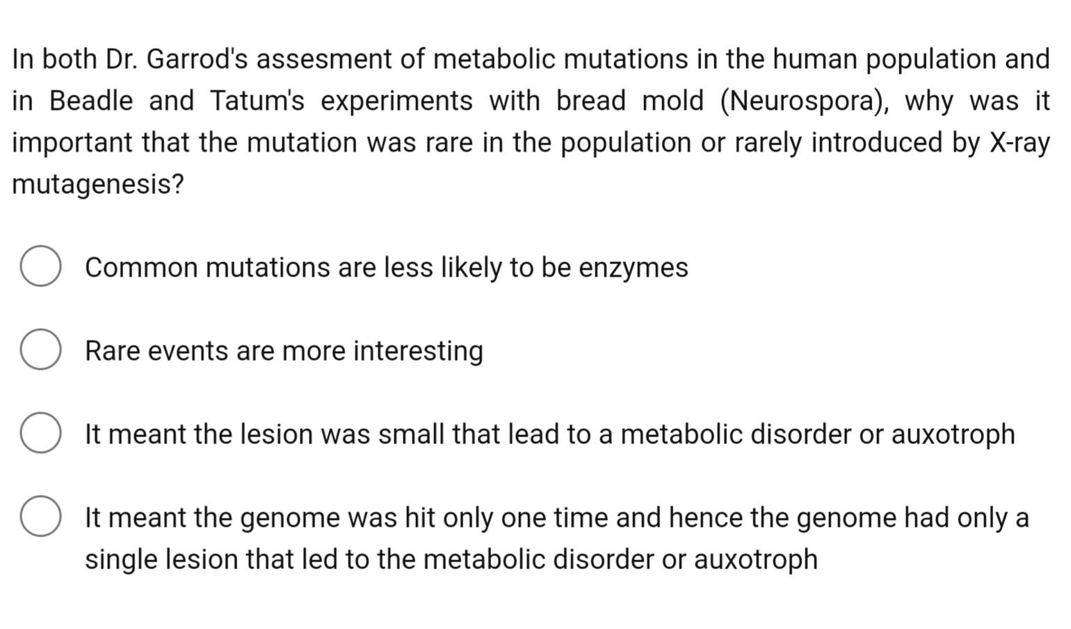 Solved In both Dr. Garrod's assesment of metabolic mutations | Chegg.com