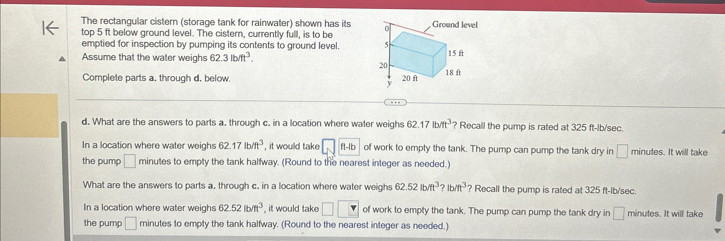 The rectangular cistern (storage tank for rainwater) | Chegg.com