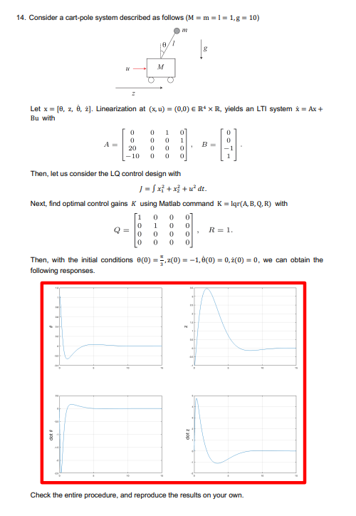 Solved Consider a cart-pole system described as follows | Chegg.com