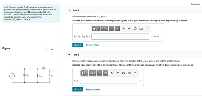 Solved Constants Part A A 10 resistor and a 5 F capacitor | Chegg.com