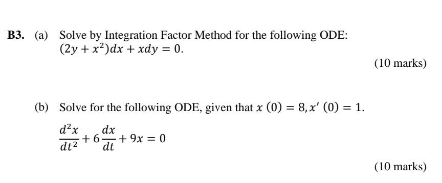 Solved (a) Solve by Integration Factor Method for the | Chegg.com