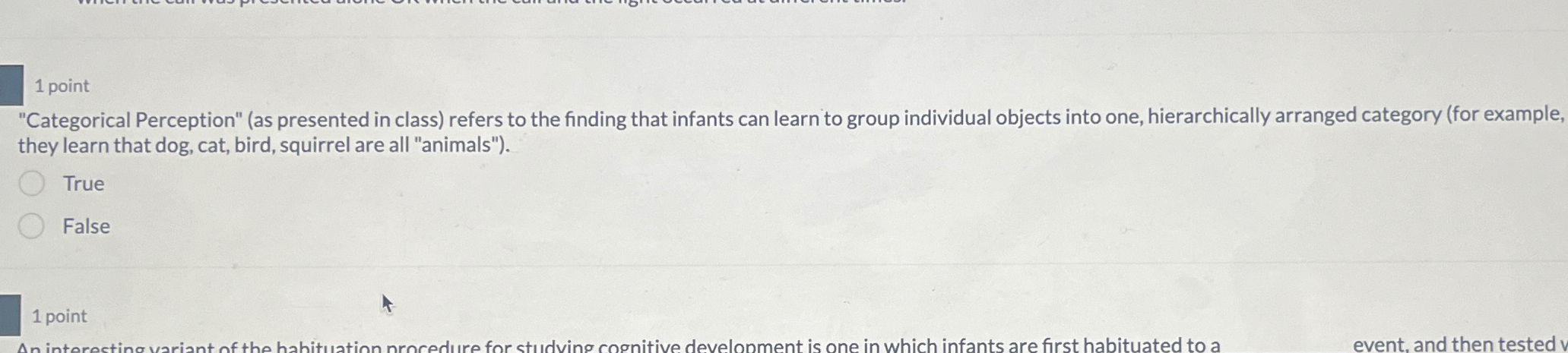Solved 1 ﻿point"Categorical Perception" (as presented in | Chegg.com