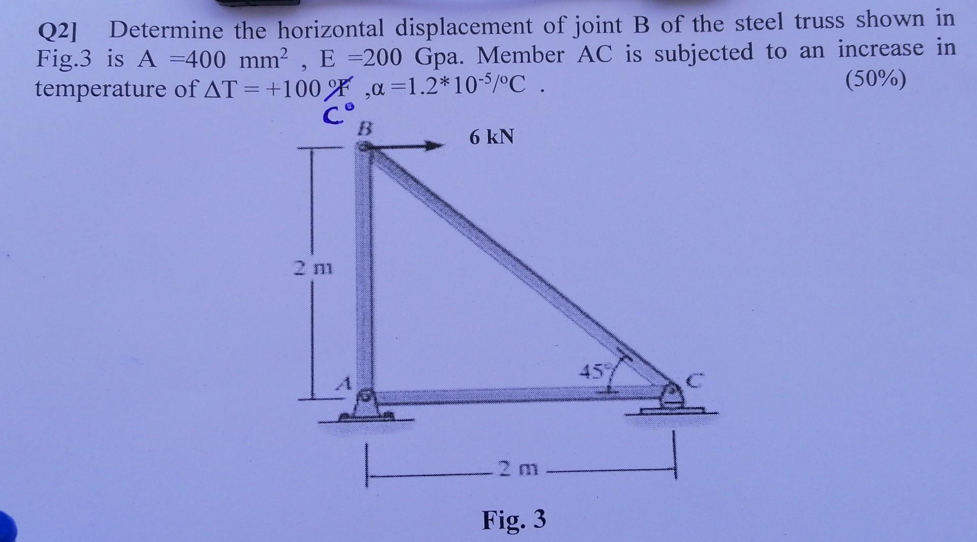 Solved Q2] Determine the horizontal displacement of joint B | Chegg.com
