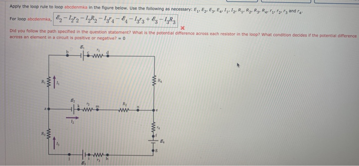 Solved Apply the loop rule to loop abcdenmka in the figure | Chegg.com