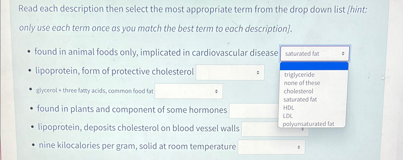 Solved Read each description then select the most | Chegg.com