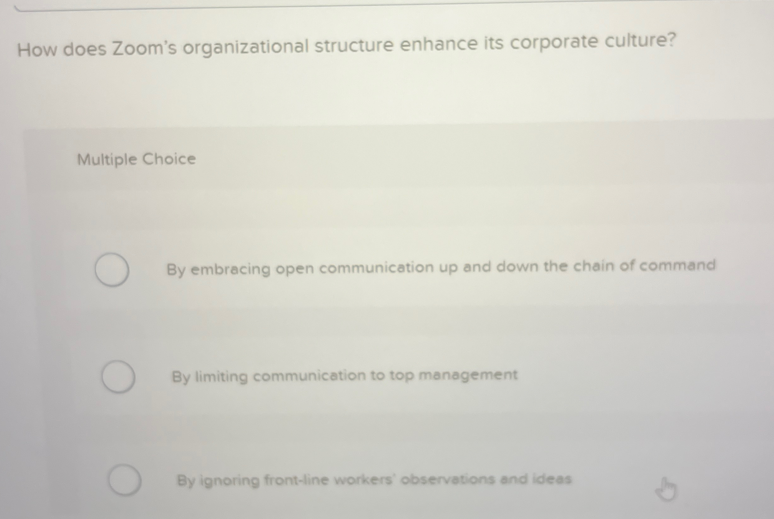 Solved How does Zoom's organizational structure enhance its | Chegg.com