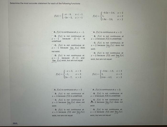 Solved Determine the most accurate statement for each of the | Chegg.com