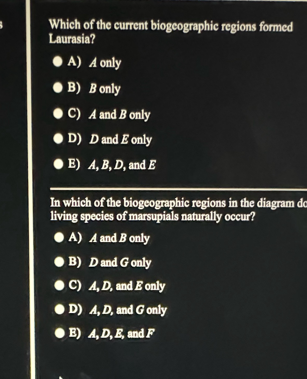 Solved Which of the current biogeographic regions formed | Chegg.com