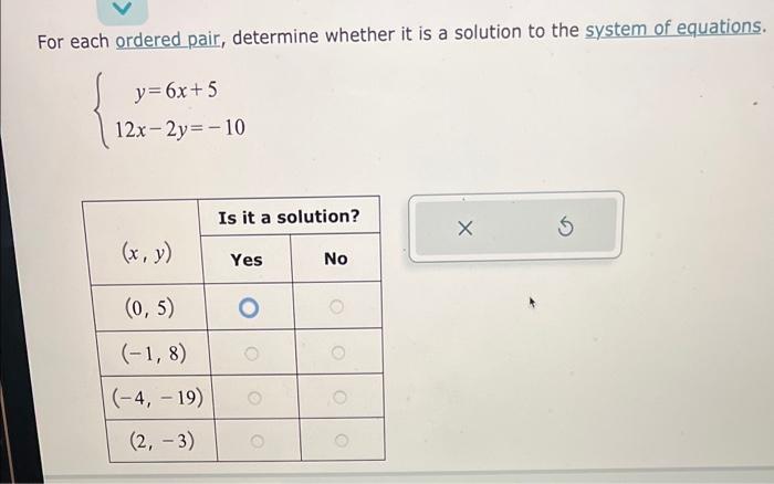 Solved For each ordered pair, determine whether it is a | Chegg.com