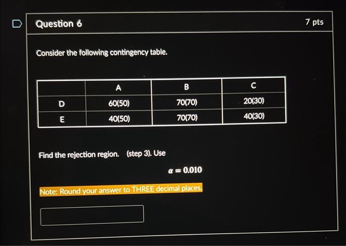 Solved Consider the following contingency table. Find the | Chegg.com