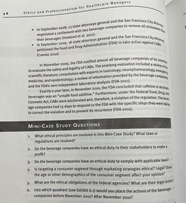 MINI-CASE STUDY: SUPERCHARGED ALCOHOLIC BEVERAGES | Chegg.com