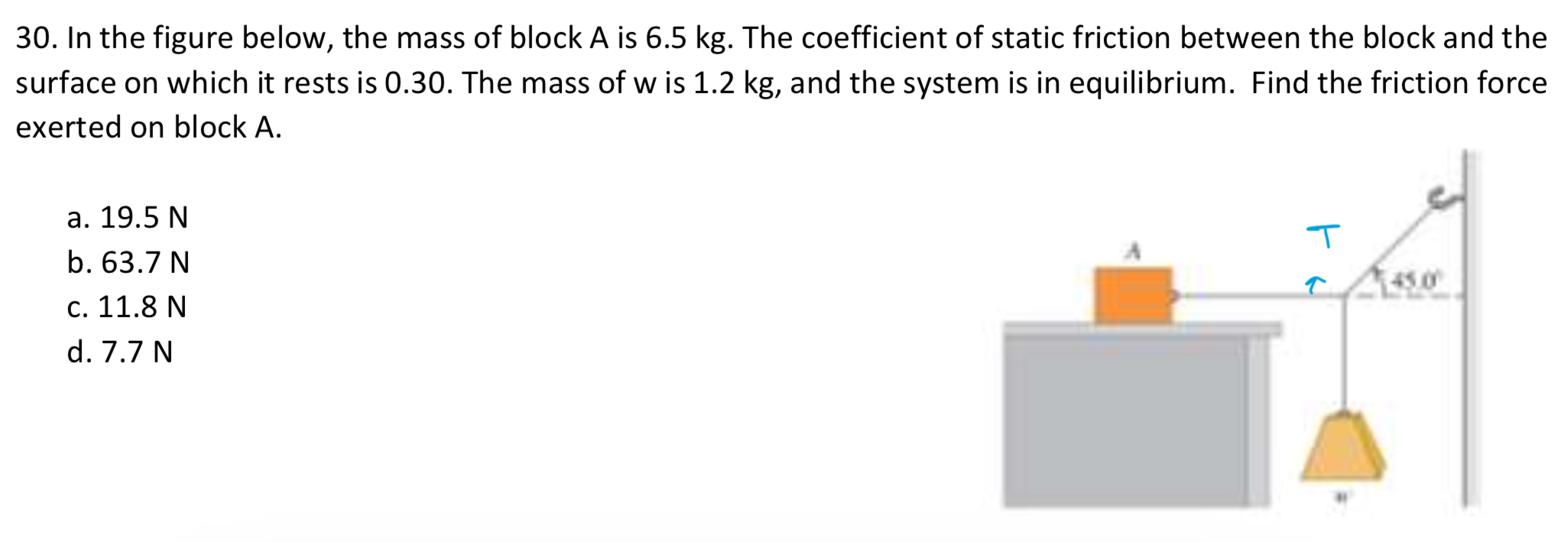 Solved In the figure below, the mass of block A ﻿is 6.5kg. | Chegg.com