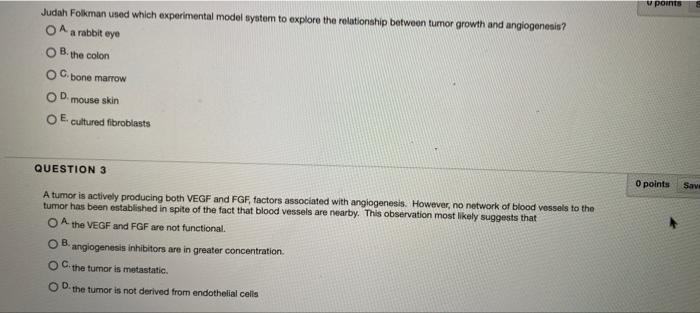 Solved w points Judah Folkman used which experimental model | Chegg.com