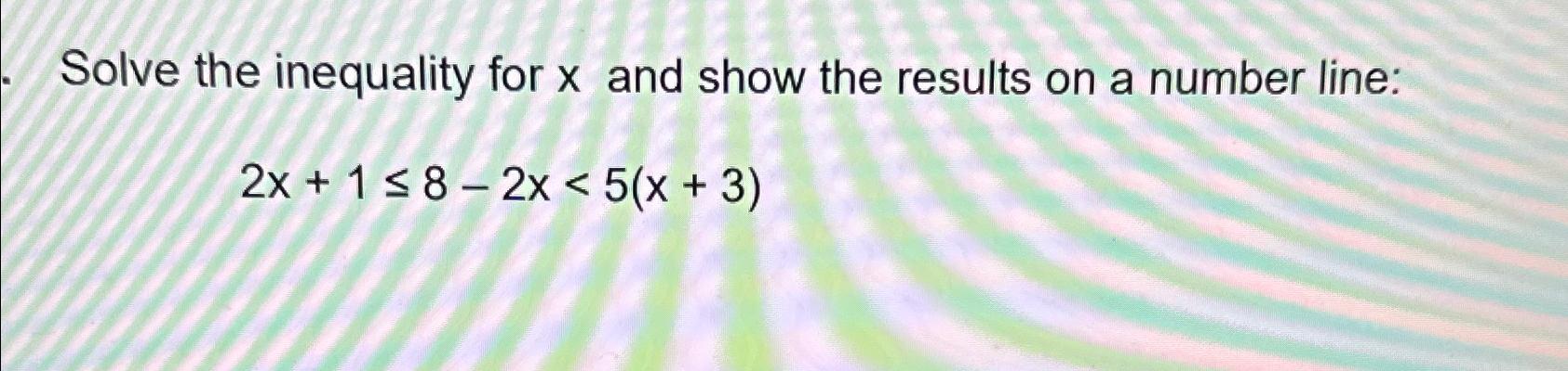 Solved Solve the inequality for x ﻿and show the results on a | Chegg.com