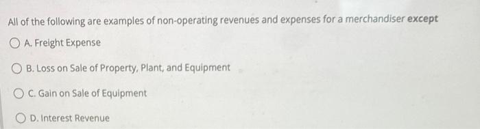 Solved All of the following are examples of non-operating | Chegg.com