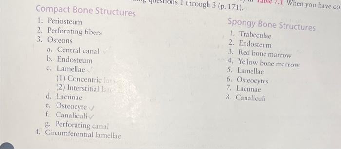 Solved TABLE 7. I Model Inventory for Osseous Tissue | Chegg.com
