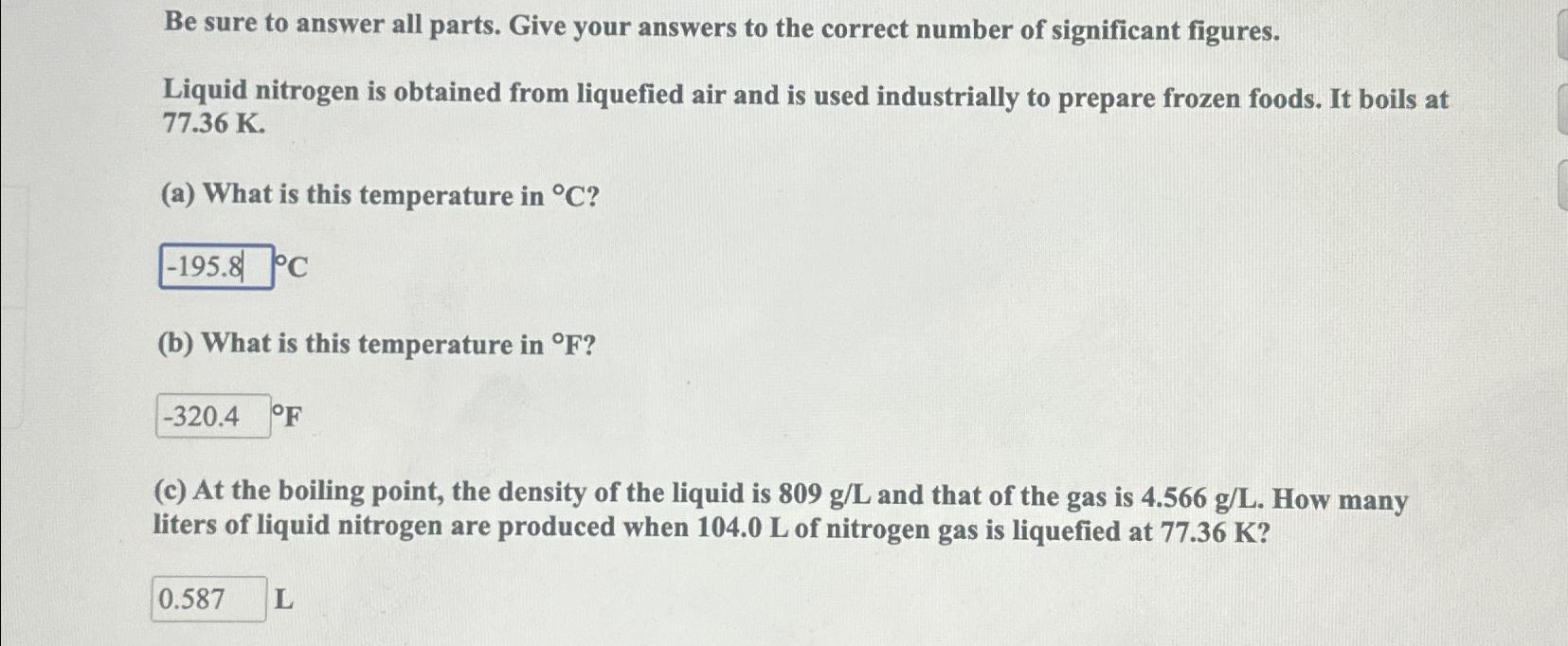 Solved Be sure to answer all parts. Give your answers to the | Chegg.com
