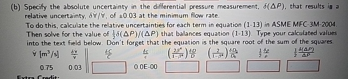 Solved (b) ﻿Specify the absolute uncertainty in the | Chegg.com