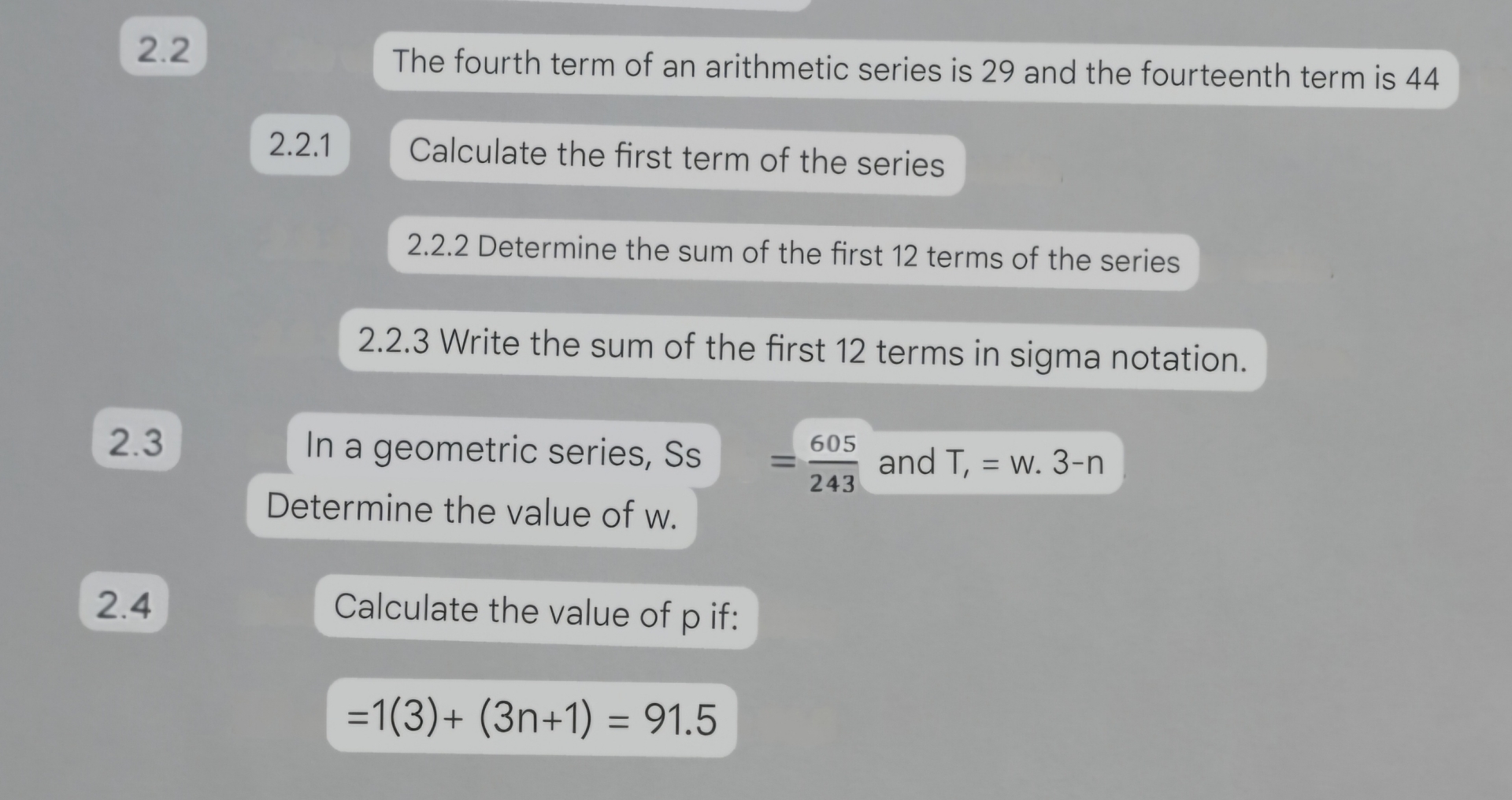 Solved 2.2The fourth term of an arithmetic series is 29 ﻿and | Chegg.com