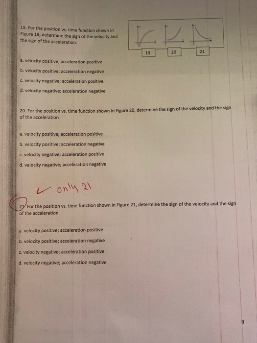 Solved 19. For the position vs. time function shown in | Chegg.com