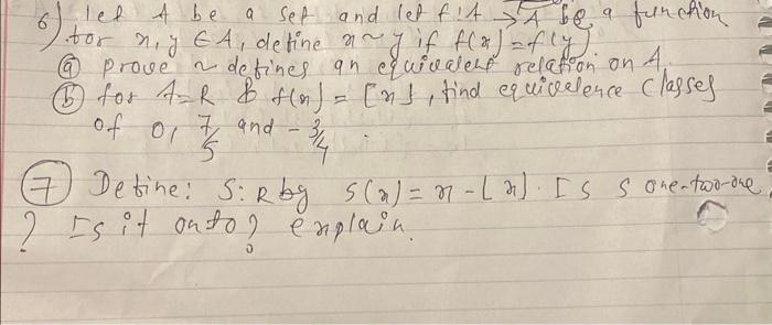Solved 6) Iel A be a set and let fIA ⇒AB b a funchion (a) | Chegg.com