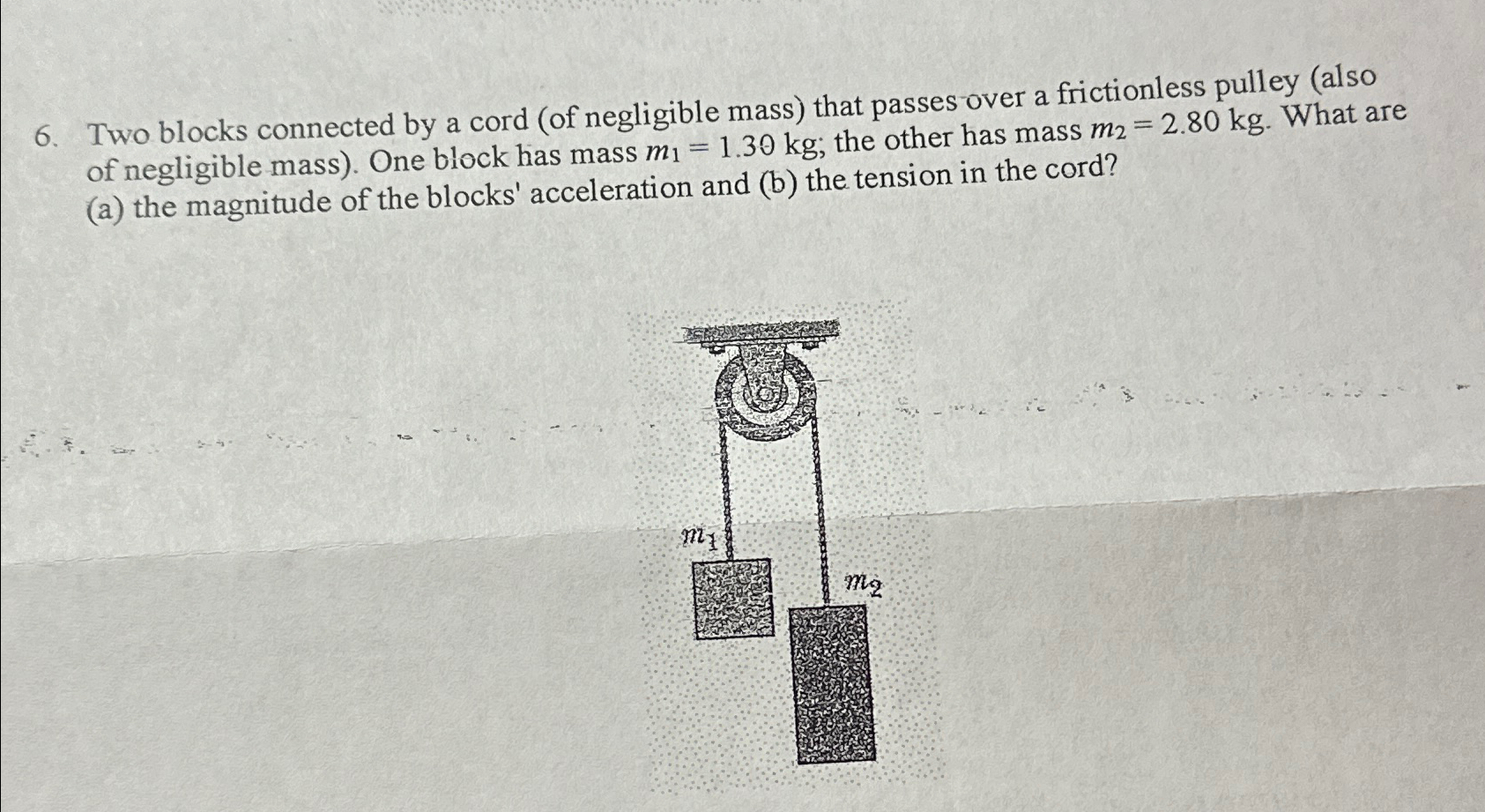 Solved Two blocks connected by a cord (of negligible mass) | Chegg.com
