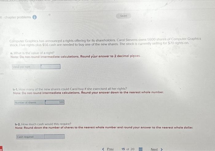 Solved Computer Graphics has announced a rights offering for | Chegg.com