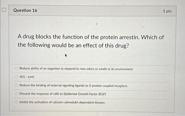 Solved A drug blocks the function of the protein arrestin. | Chegg.com