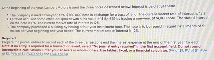 At the beginning of the year, Lambert Motors issued | Chegg.com