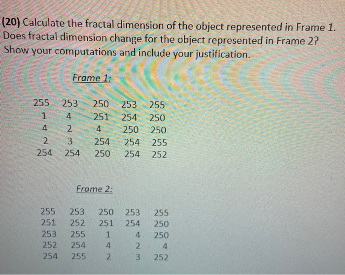 (20) Calculate the fractal dimension of the object | Chegg.com