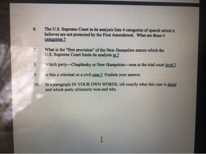 Solved CASE BRIEFI Chaplinsky v. New Hampshire (due April 1, | Chegg.com