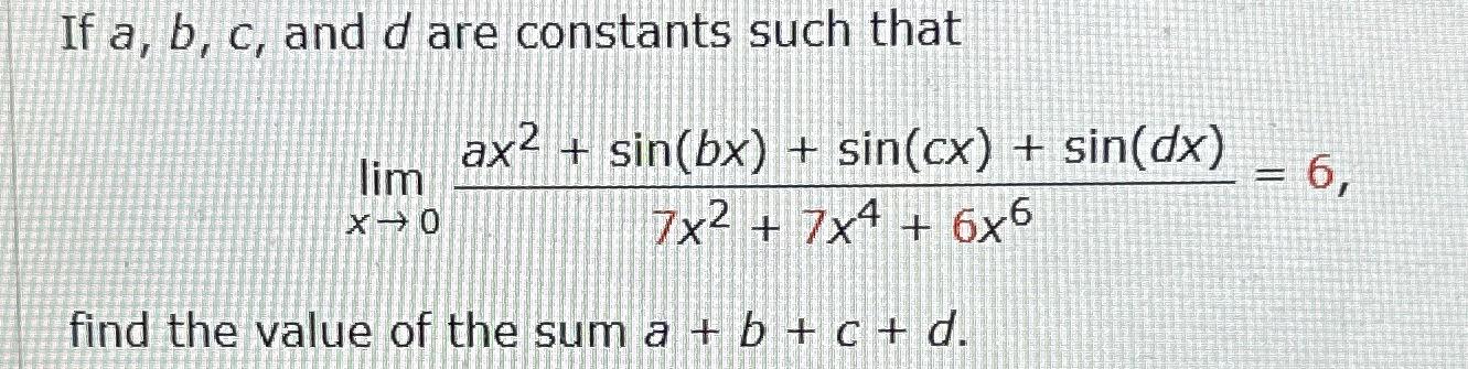 Solved If a,b,c, ﻿and d ﻿are constants such | Chegg.com