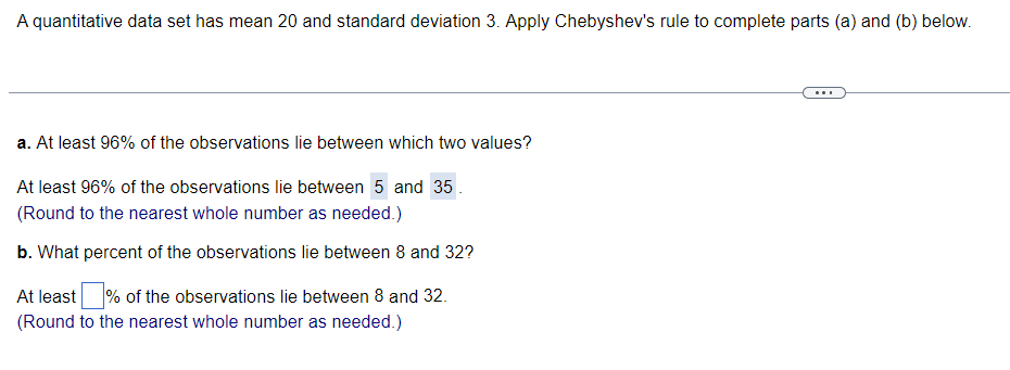 Solved A quantitative data set has mean 20 ﻿and standard | Chegg.com