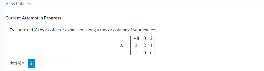 Solved View PoliciesCurrent Attempt in ProgressEvaluate | Chegg.com