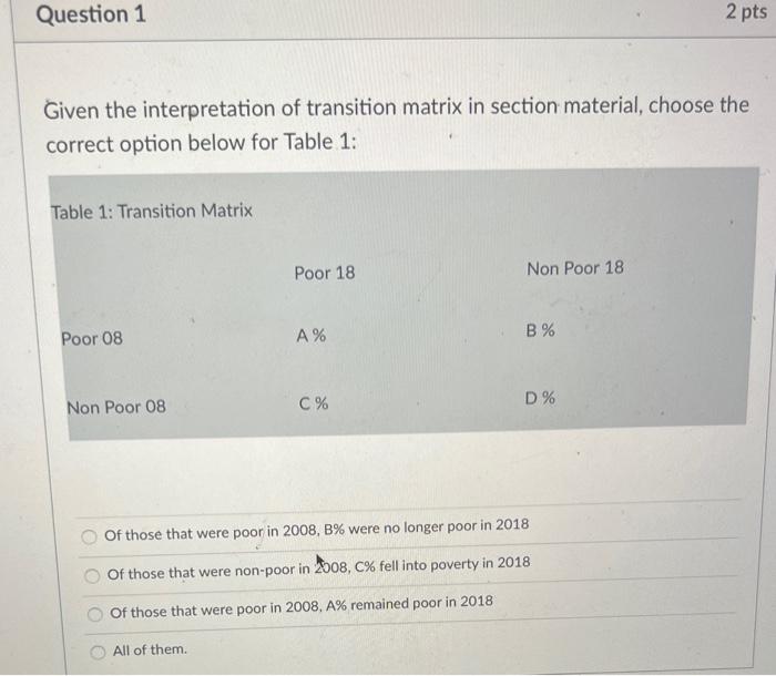 Solved Given the interpretation of transition matrix in | Chegg.com
