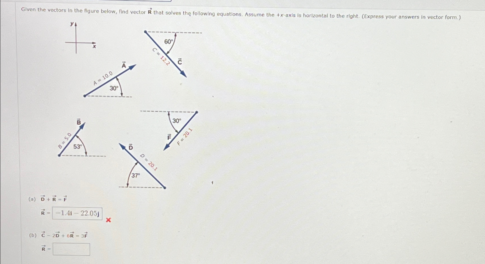 Solved Given the vectors in the figure below, find vector R | Chegg.com