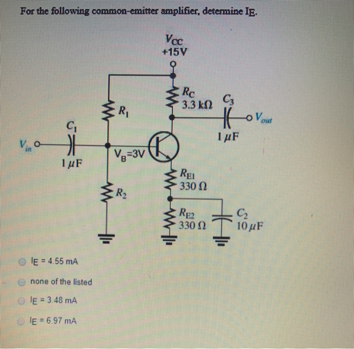 Solved For the following common-emitter amplifier, determine | Chegg.com