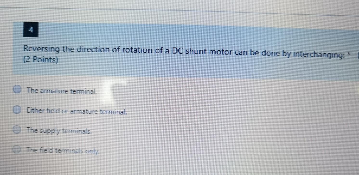 Solved Reversing the direction of rotation of a DC shunt | Chegg.com
