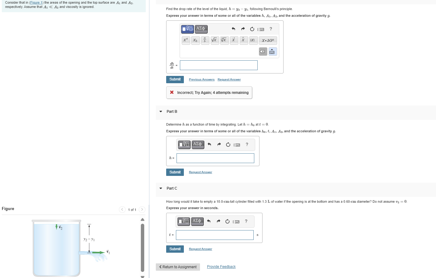 Solved Find the drop rate of ﻿the level of ﻿the liquid, | Chegg.com