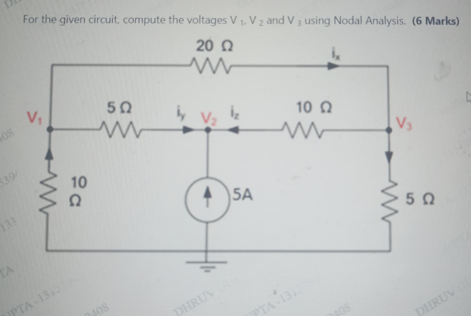 Solved For the given circuit, compute the voltages V1,V2 | Chegg.com