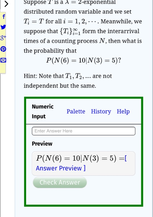 Solved Suppose T is a = 2-exponential distributed random | Chegg.com