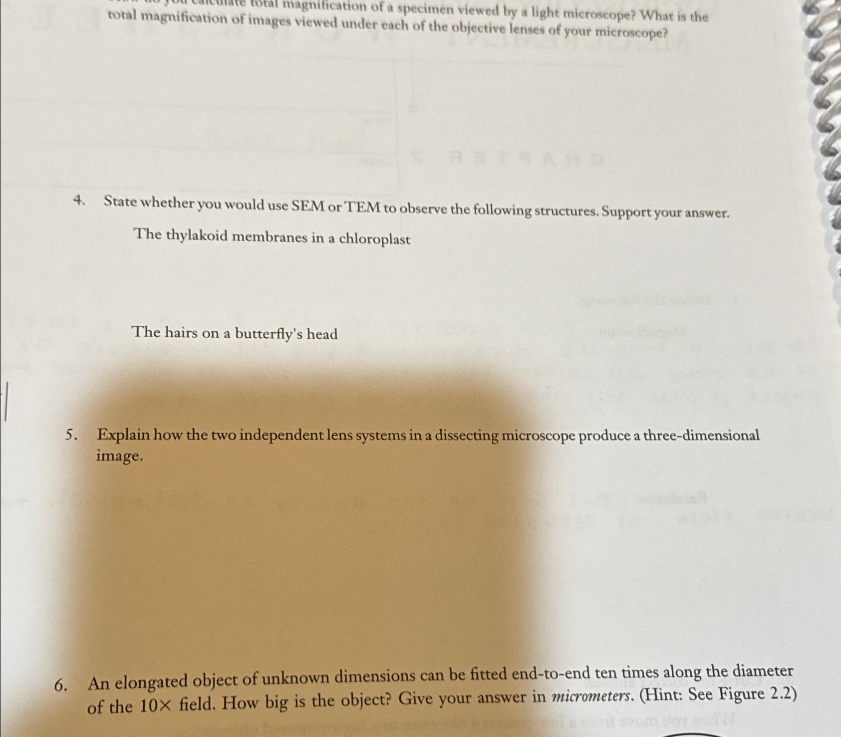 Solved total magnification of total magnification of images | Chegg.com